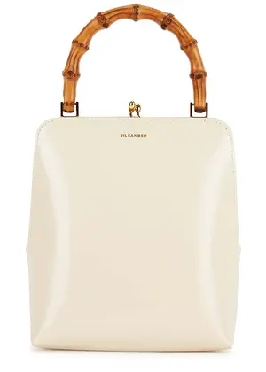 Jil Sander Goji Cream Leather Top Handle Bag - Off White